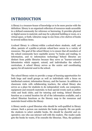 (327663795) importance of school library and organisation | PDF