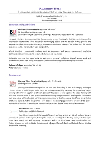 Roxanne Kerr CV 2 | PDF | Education