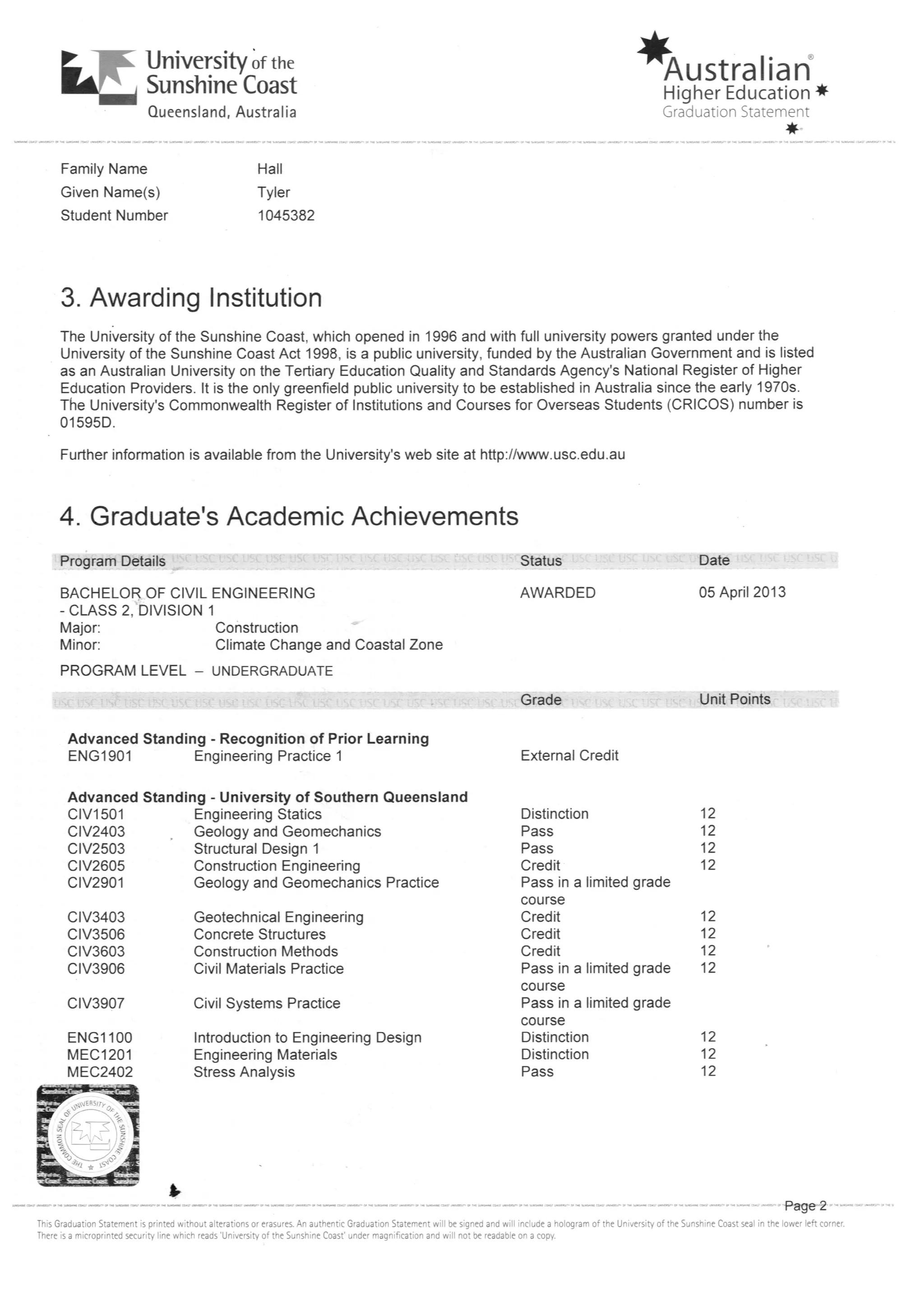 Official Academic Transcript | PDF