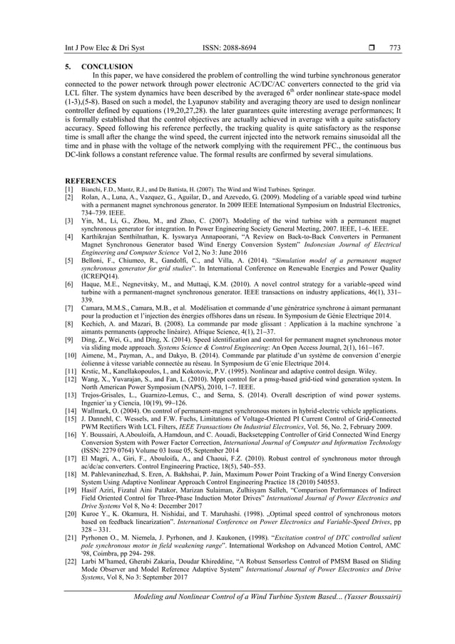 Modeling And Nonlinear Control Of A Wind Turbine System Based On A
