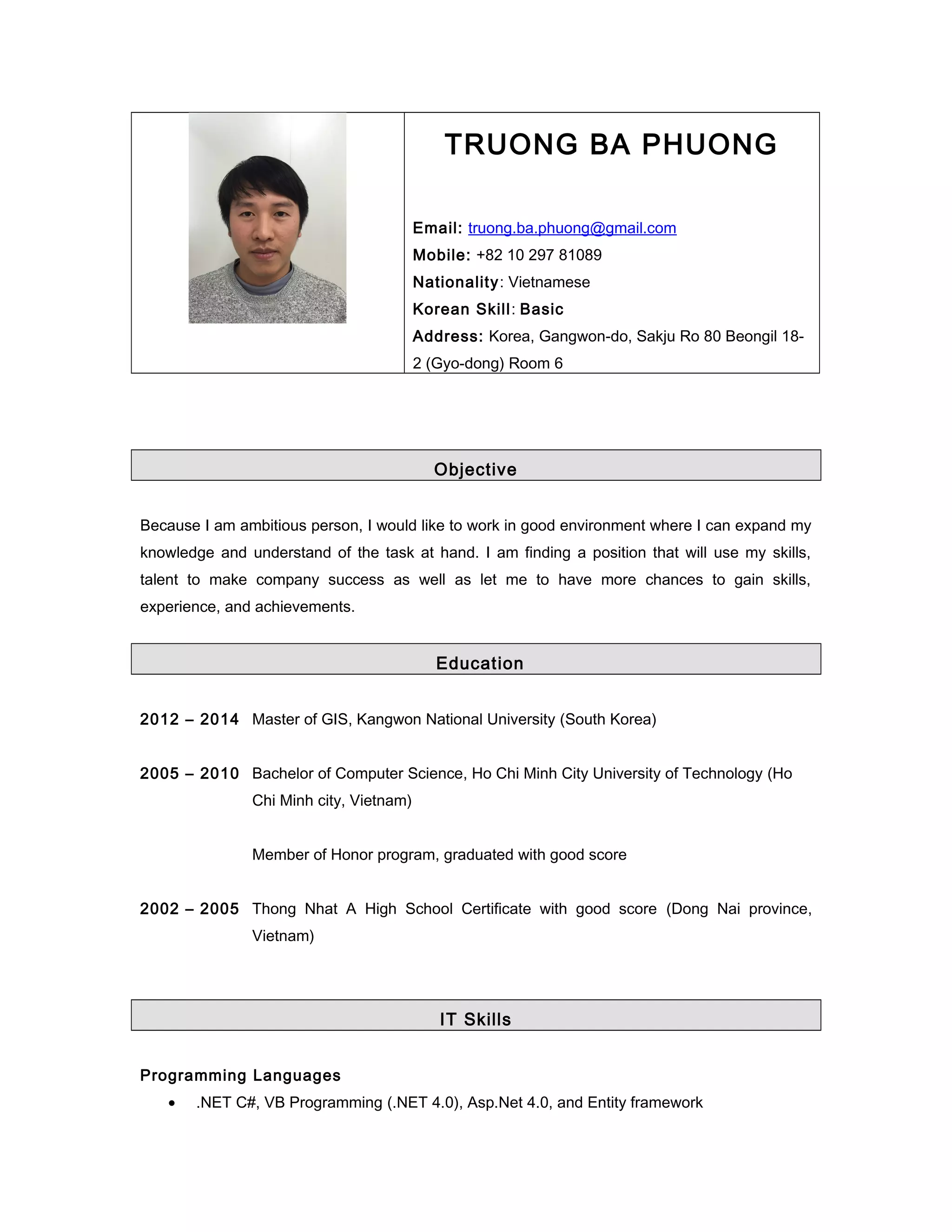 Resume_TRUONGBAPHUONG | PDF