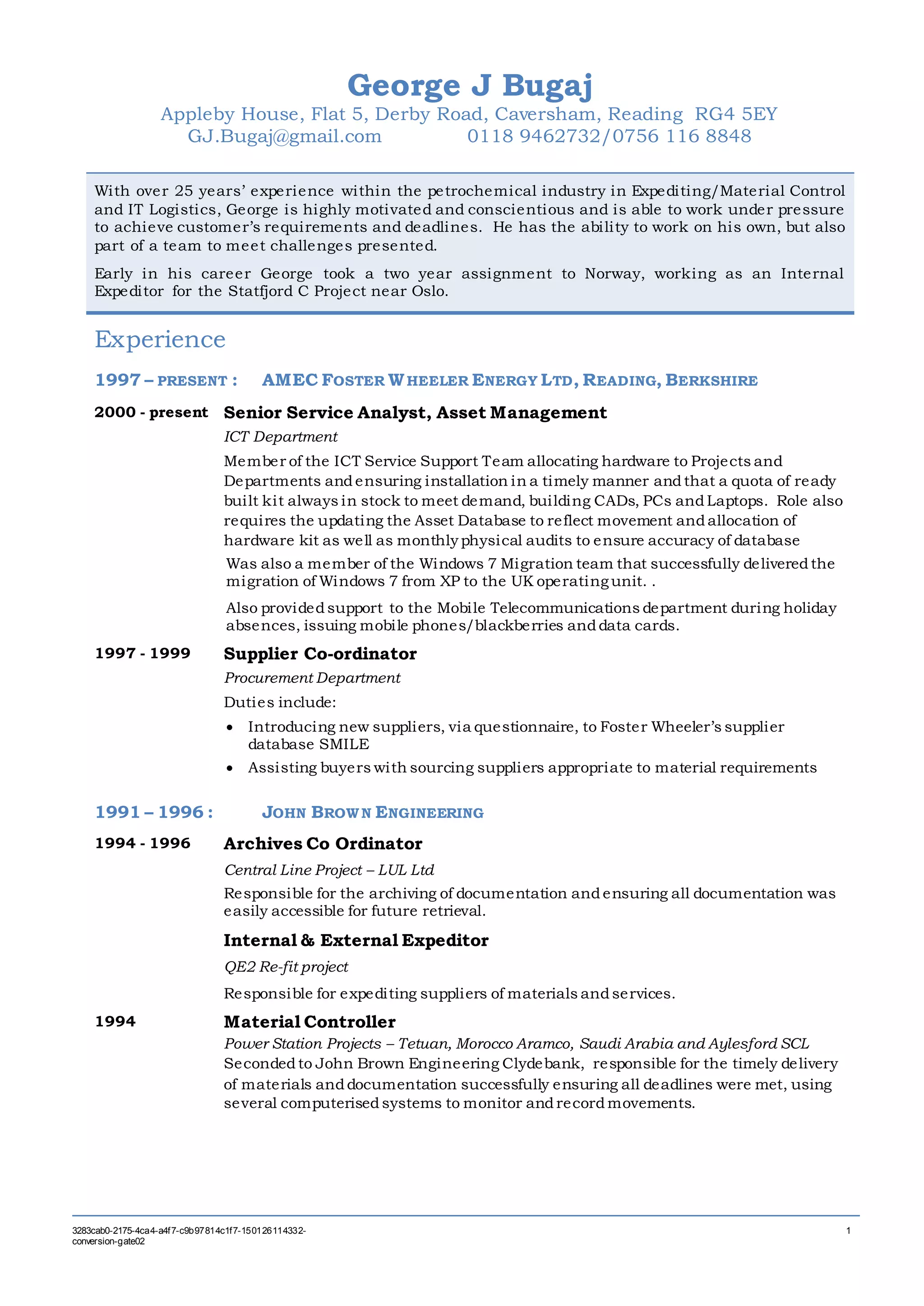 BUGAJ George CV 3 | DOCX | Information Services Industry | Industries