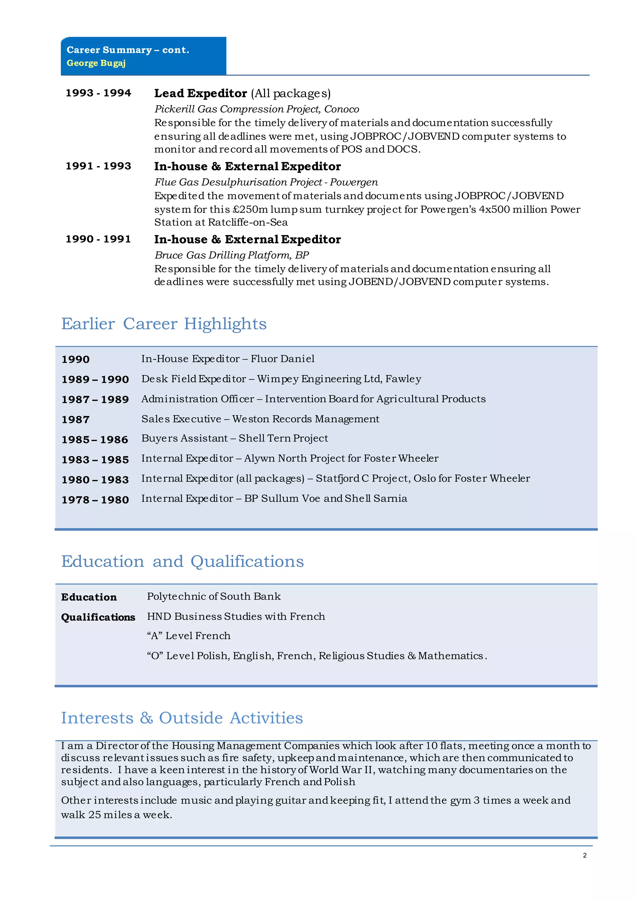 BUGAJ George CV 3 | DOCX | Information Services Industry | Industries