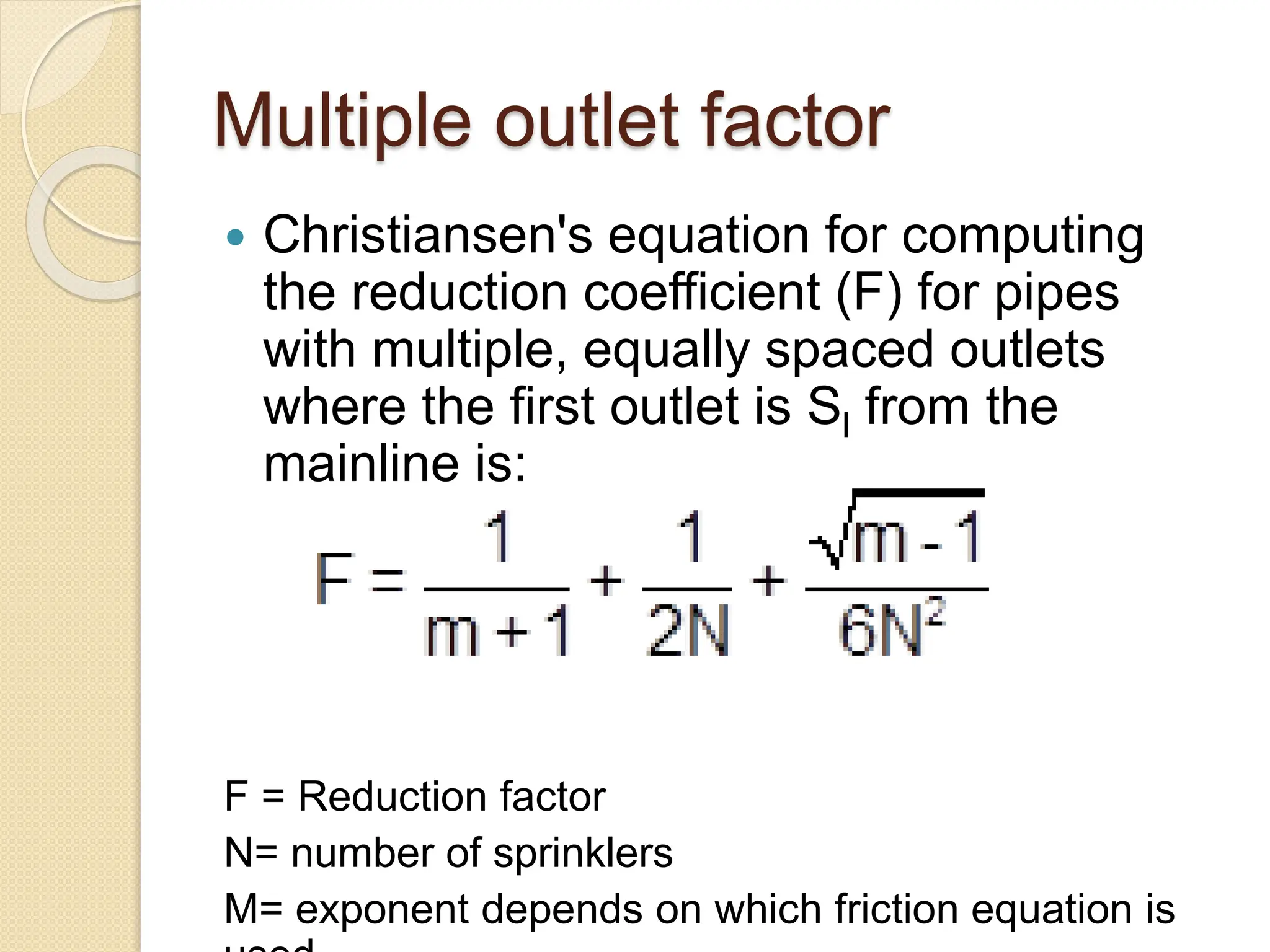 Hydraulics friction loss c factorf .ppt
