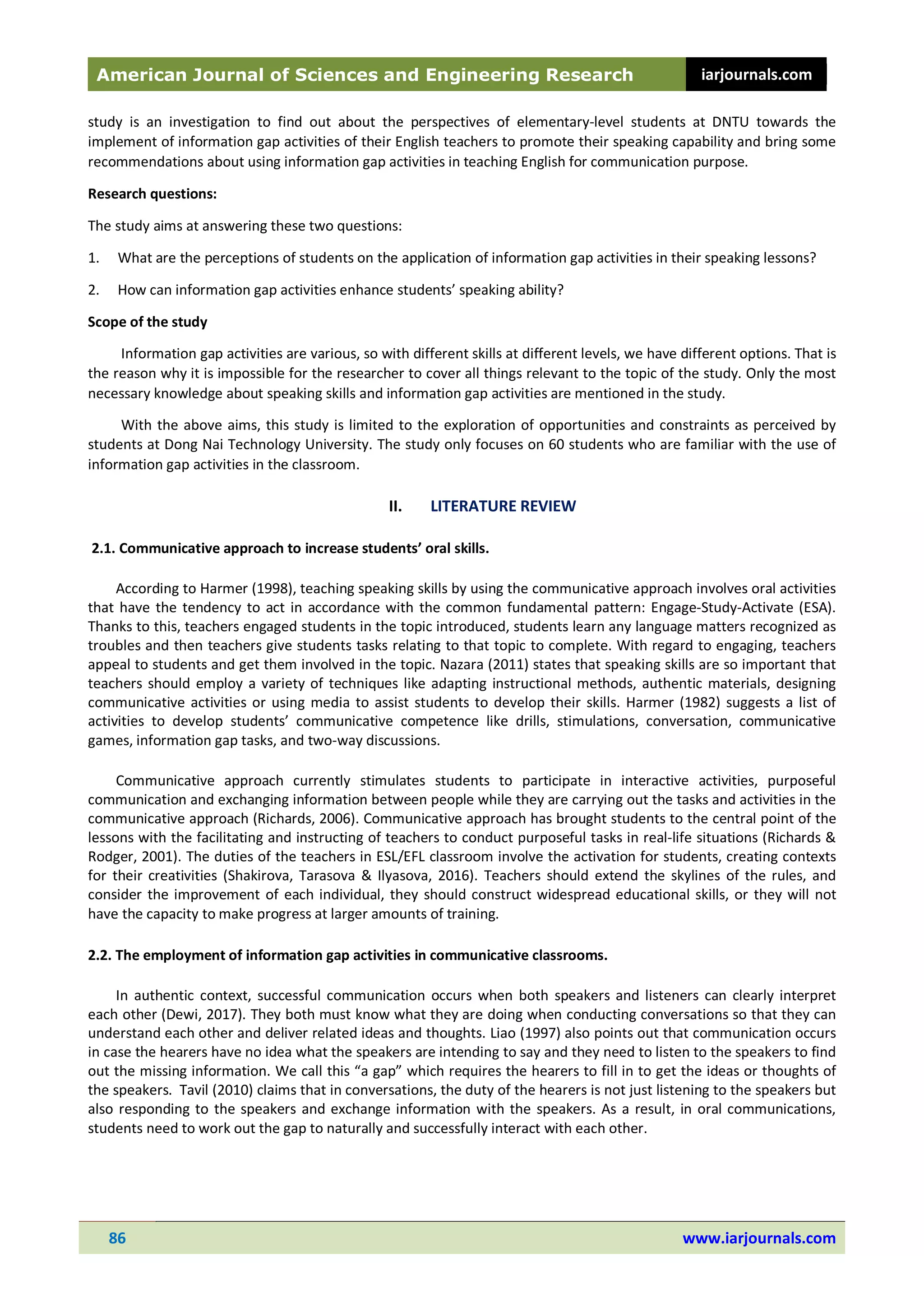 Using Information Gap Activities in Promoting Speaking Skills for ...