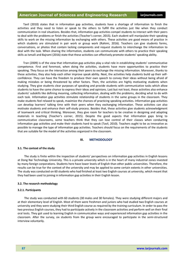 Using Information Gap Activities in Promoting Speaking Skills for Elementary Level Students at ...