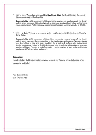 resume of LTV driver who is seeking a job | PDF