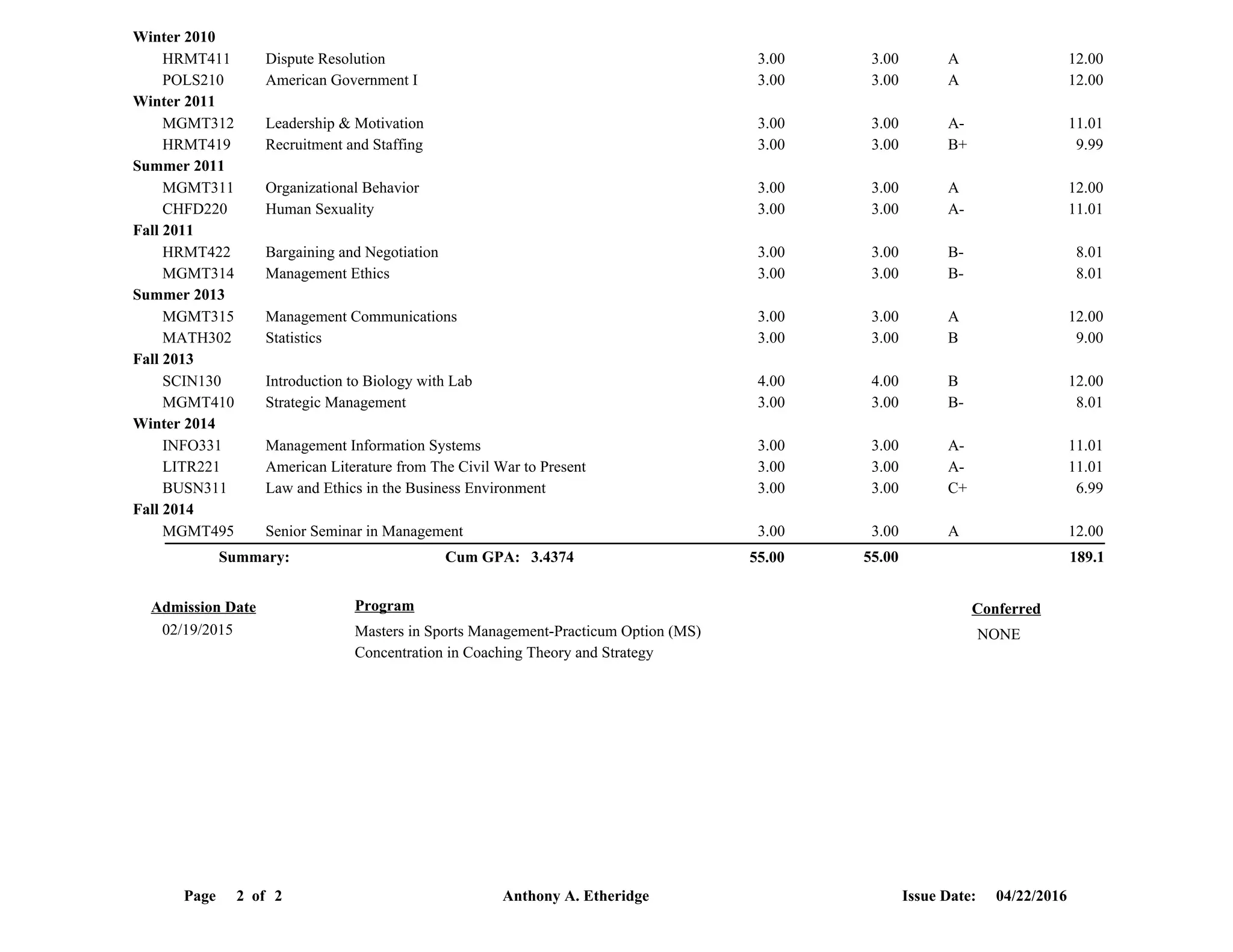 AMU Transcript | PDF