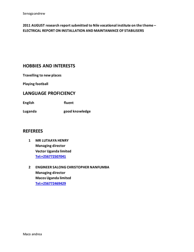 SENOGA ANDREW CV | PDF