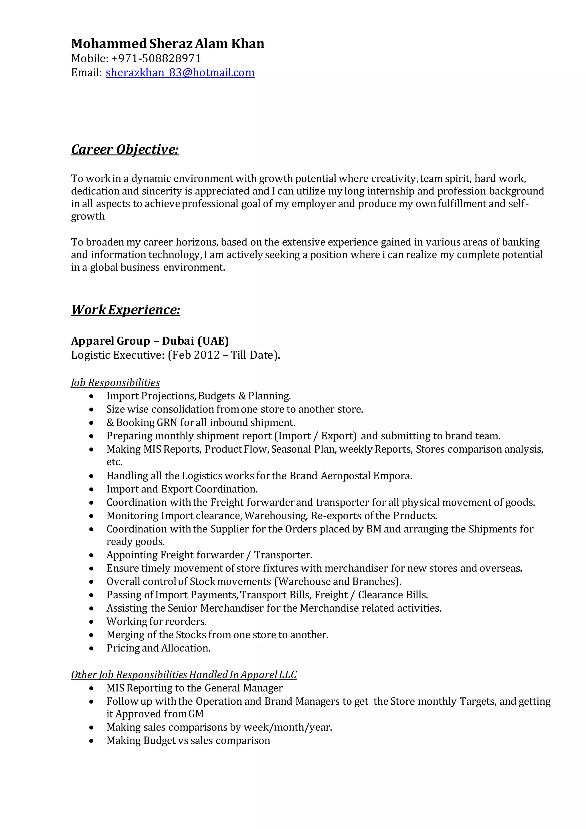 Mohammed sheraz - CV (Autosaved) | DOCX