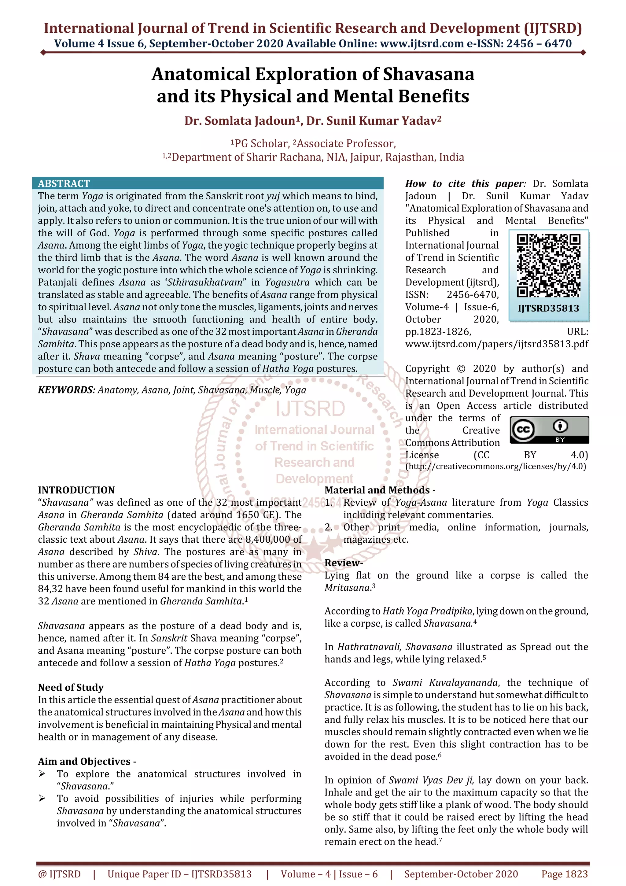 Anatomical Exploration of Shavasana and its Physical and Mental ...