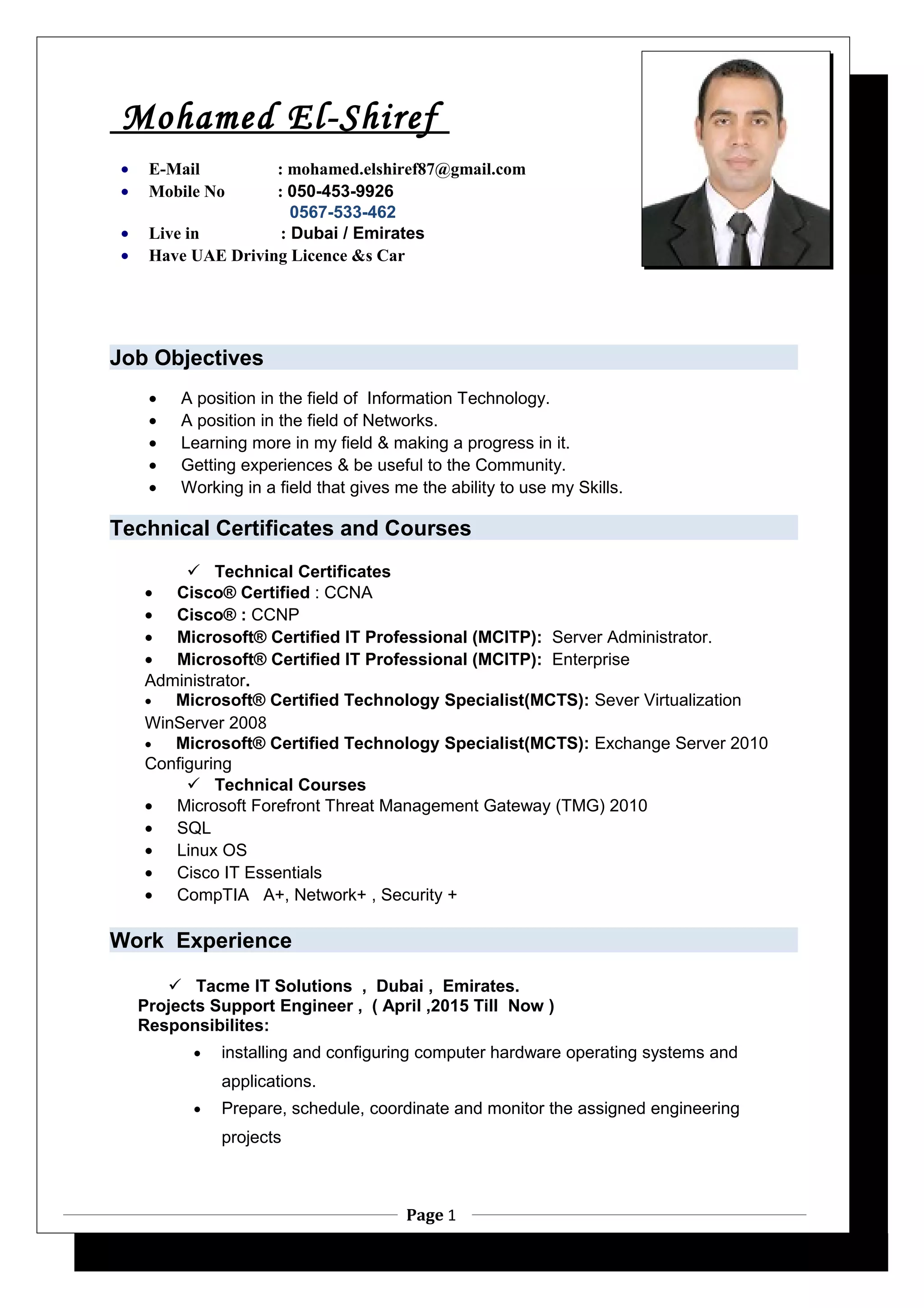 Mohamed Elshiref CV | PDF