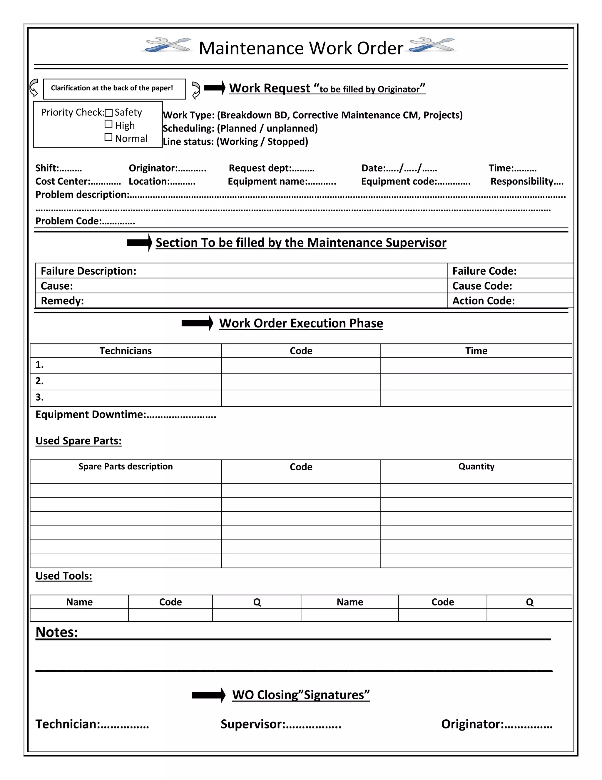 Maintenance Work Order Sheet | PDF