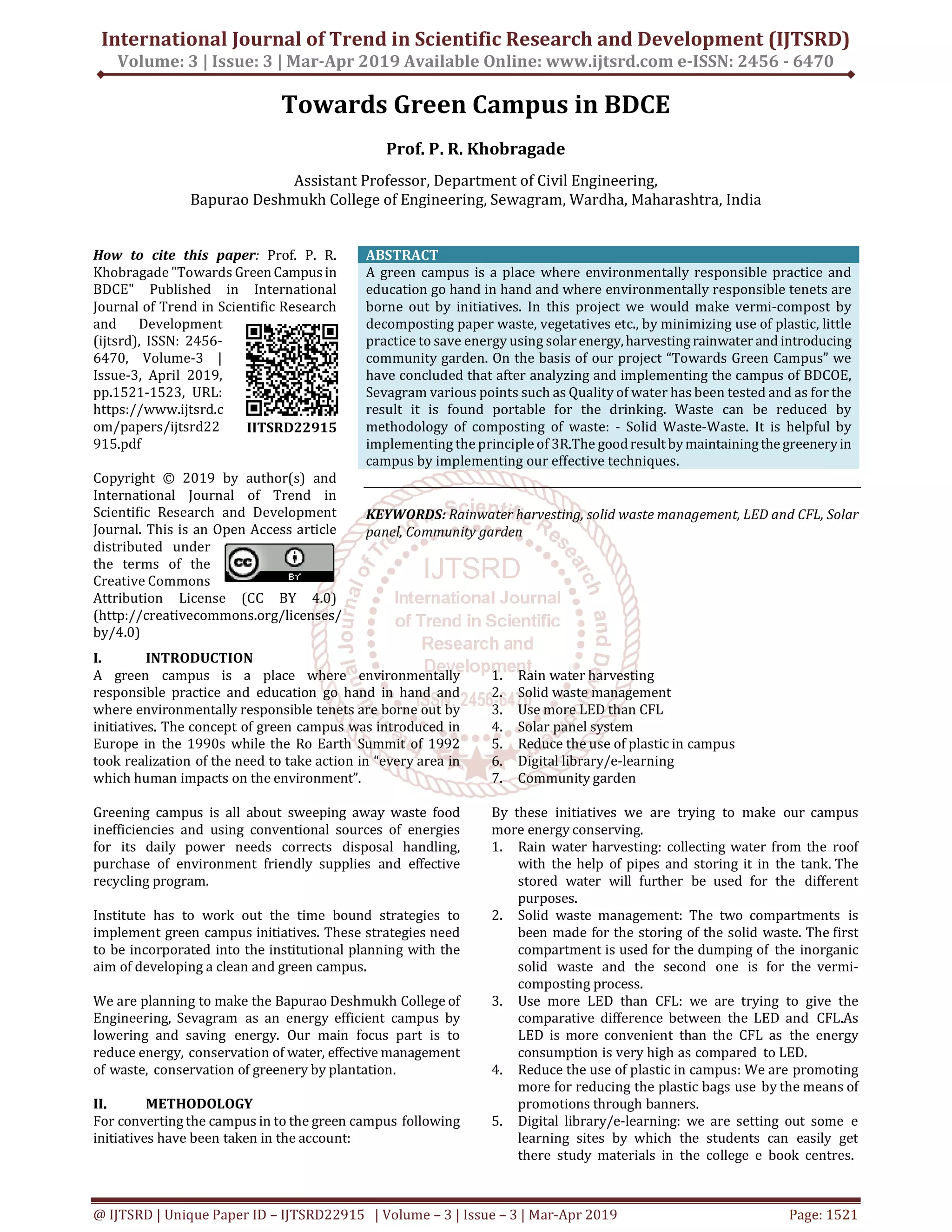 Towards Green Campus in BDCE | PDF