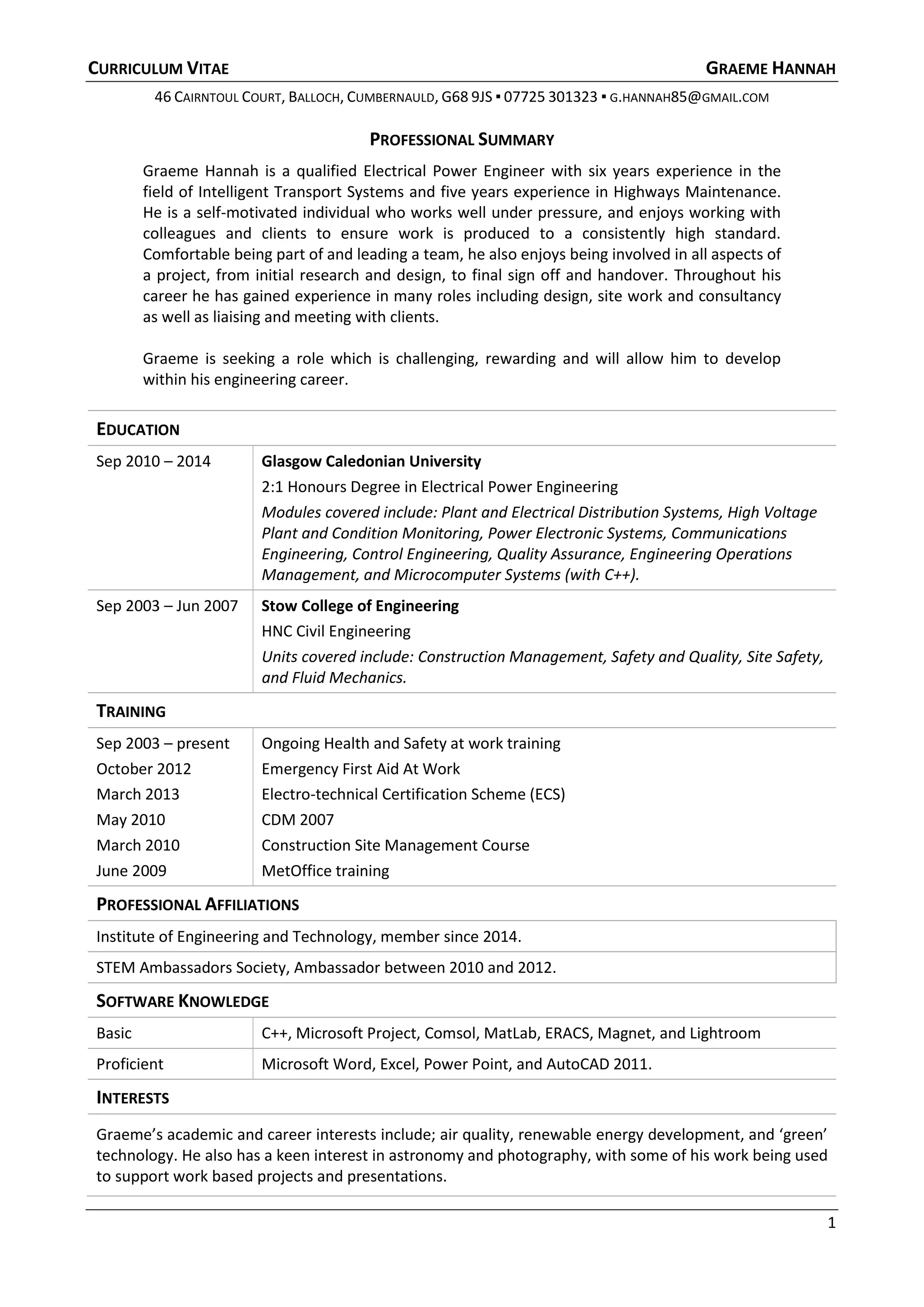 Graeme Hannah CV | PDF