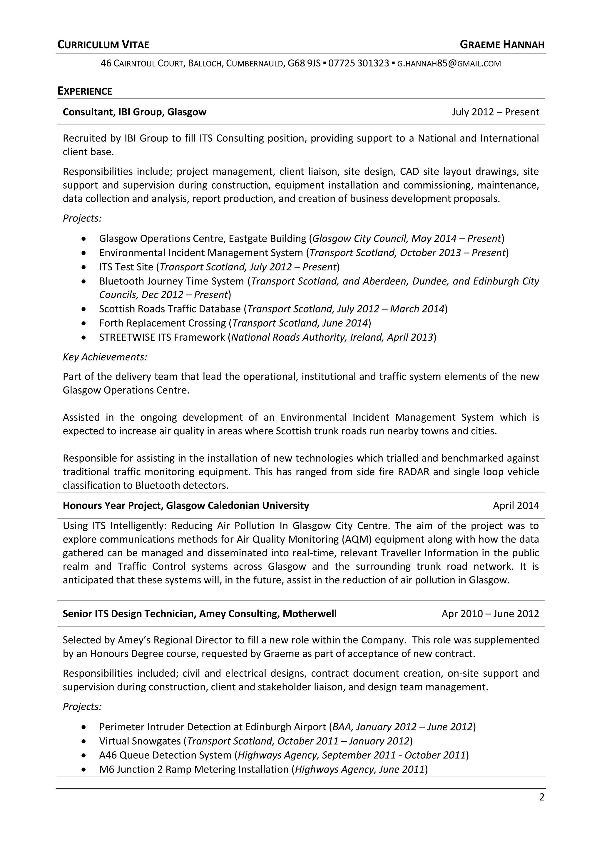 Graeme Hannah CV | PDF