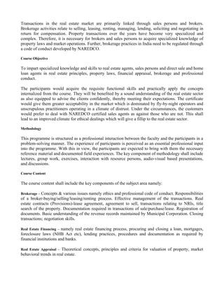 Training Brochure_20th April 2009 | DOC | Real Estate Industry | Industries