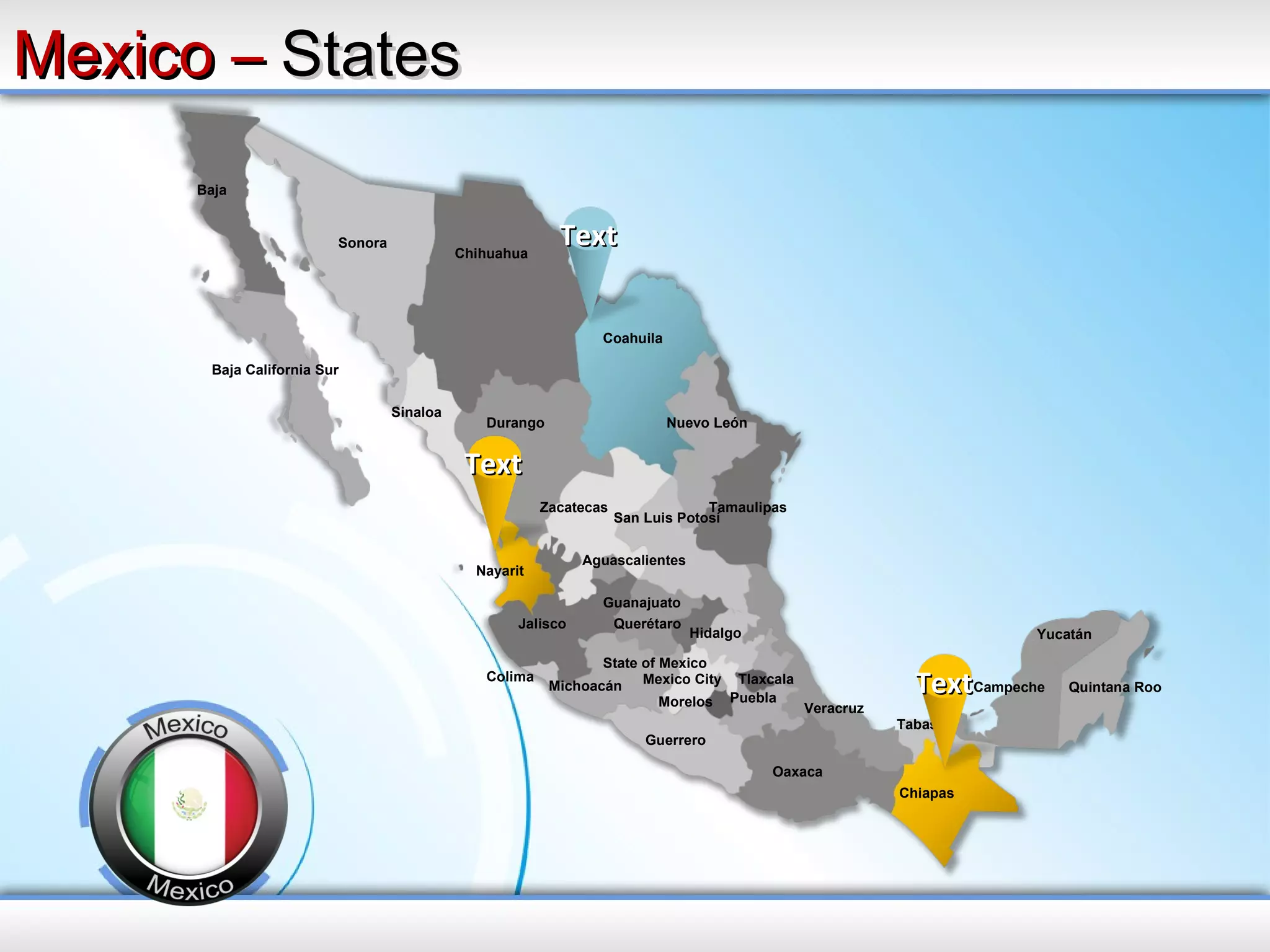 Mexico Map Powerpoint (PPT) Templates | Interactive Mexico Maps for ...