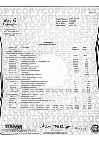Devry transcript | PDF
