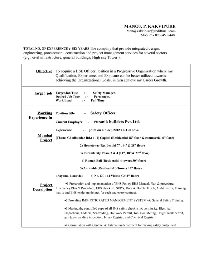 manoj resume | RTF