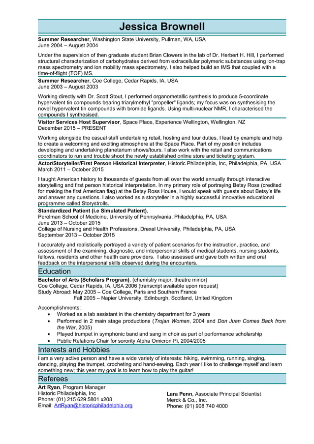 Brownell, Jessica - Chemistry CV | PDF