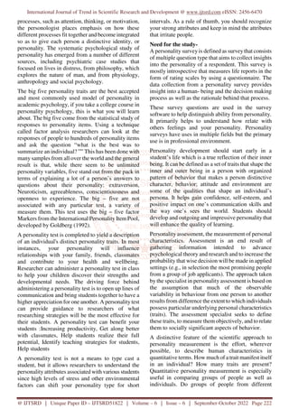 A Descriptive Design to Assess the Personality of B.Sc. Nursing ...