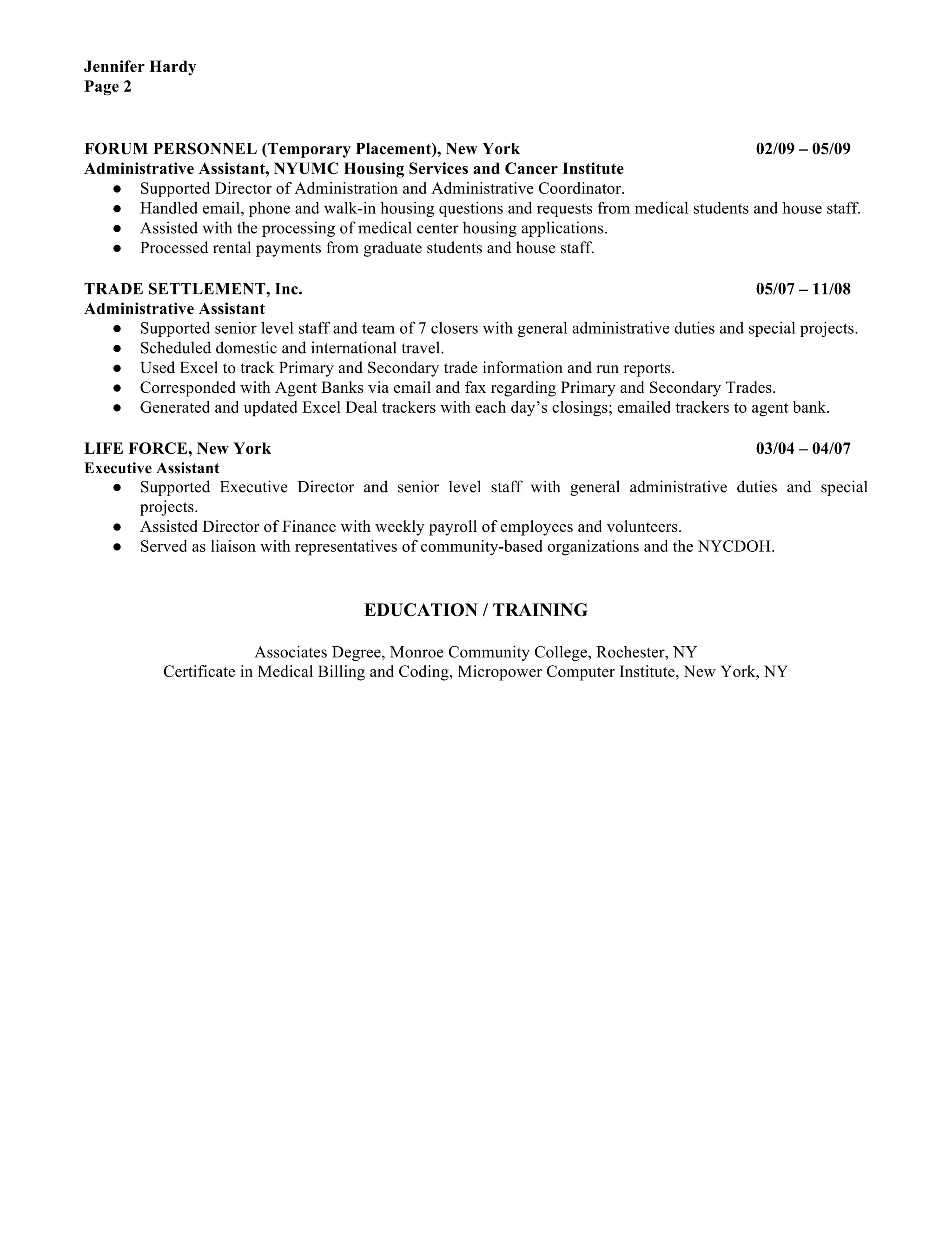 Jennifer Hardy Resume 2016amin (nj) | PDF