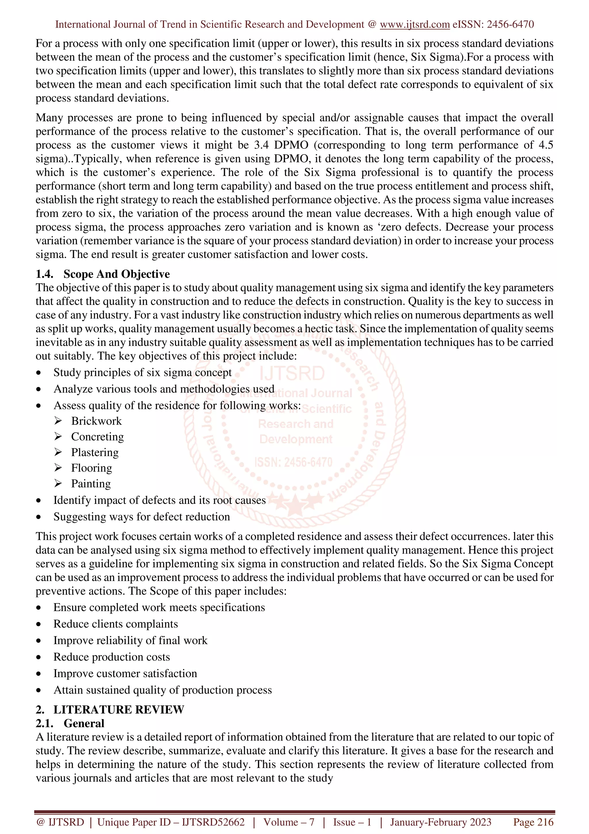 Application of Six Sigma in Construction Industry | PDF