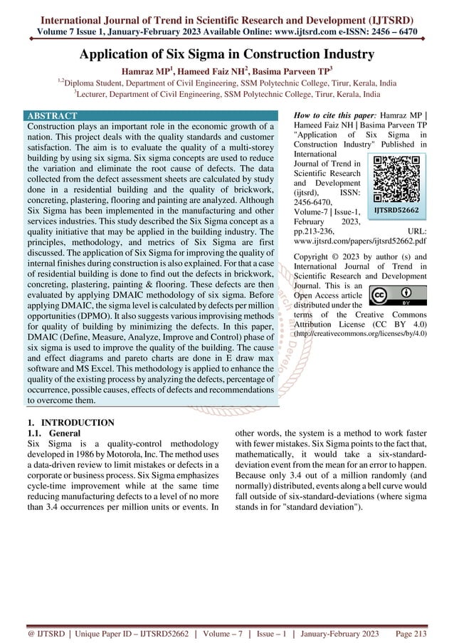 Application of Six Sigma in Construction Industry | PDF | Mechanical ...