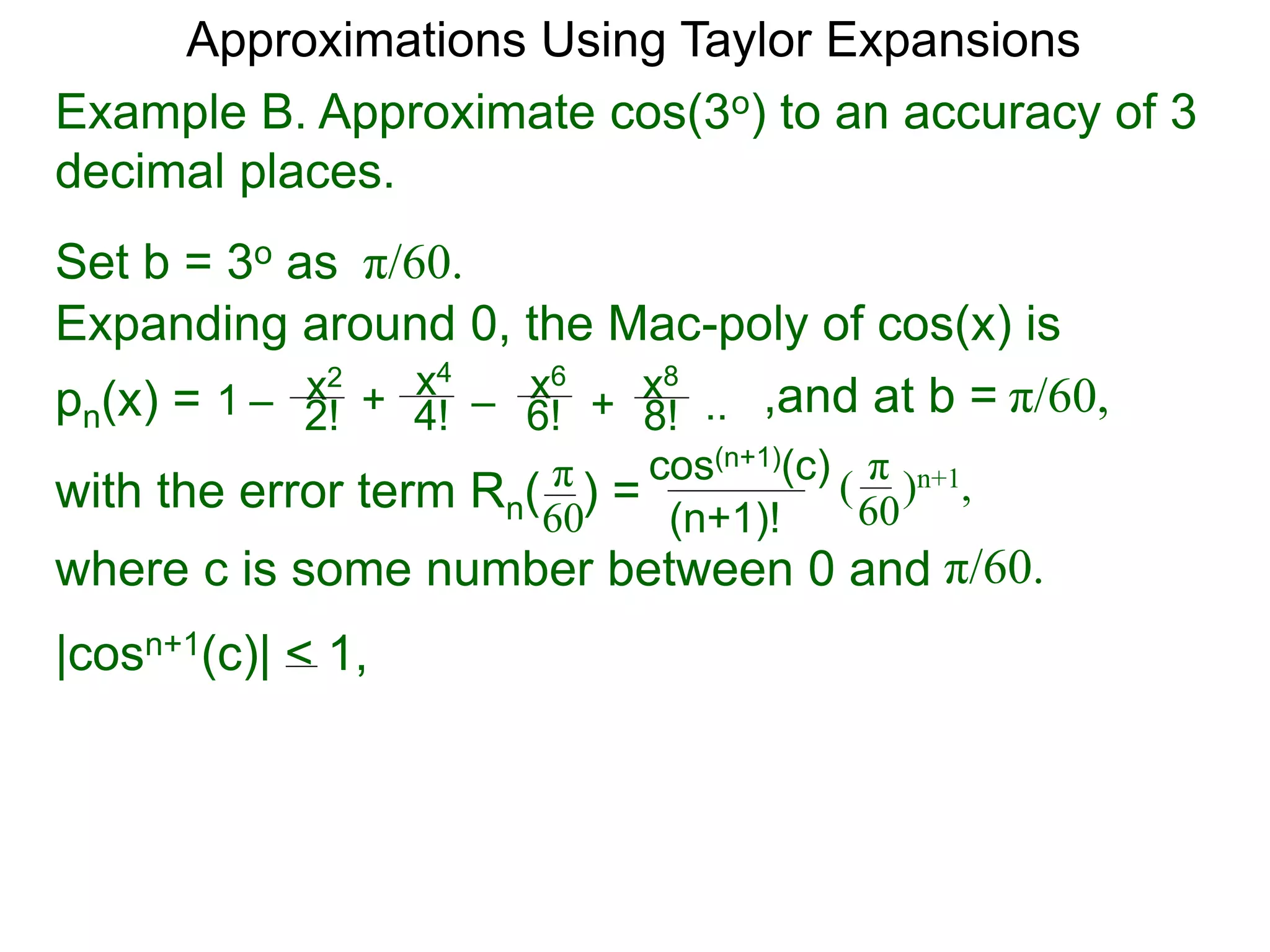 32 approximation, differentiation and integration of power series x | PPTX