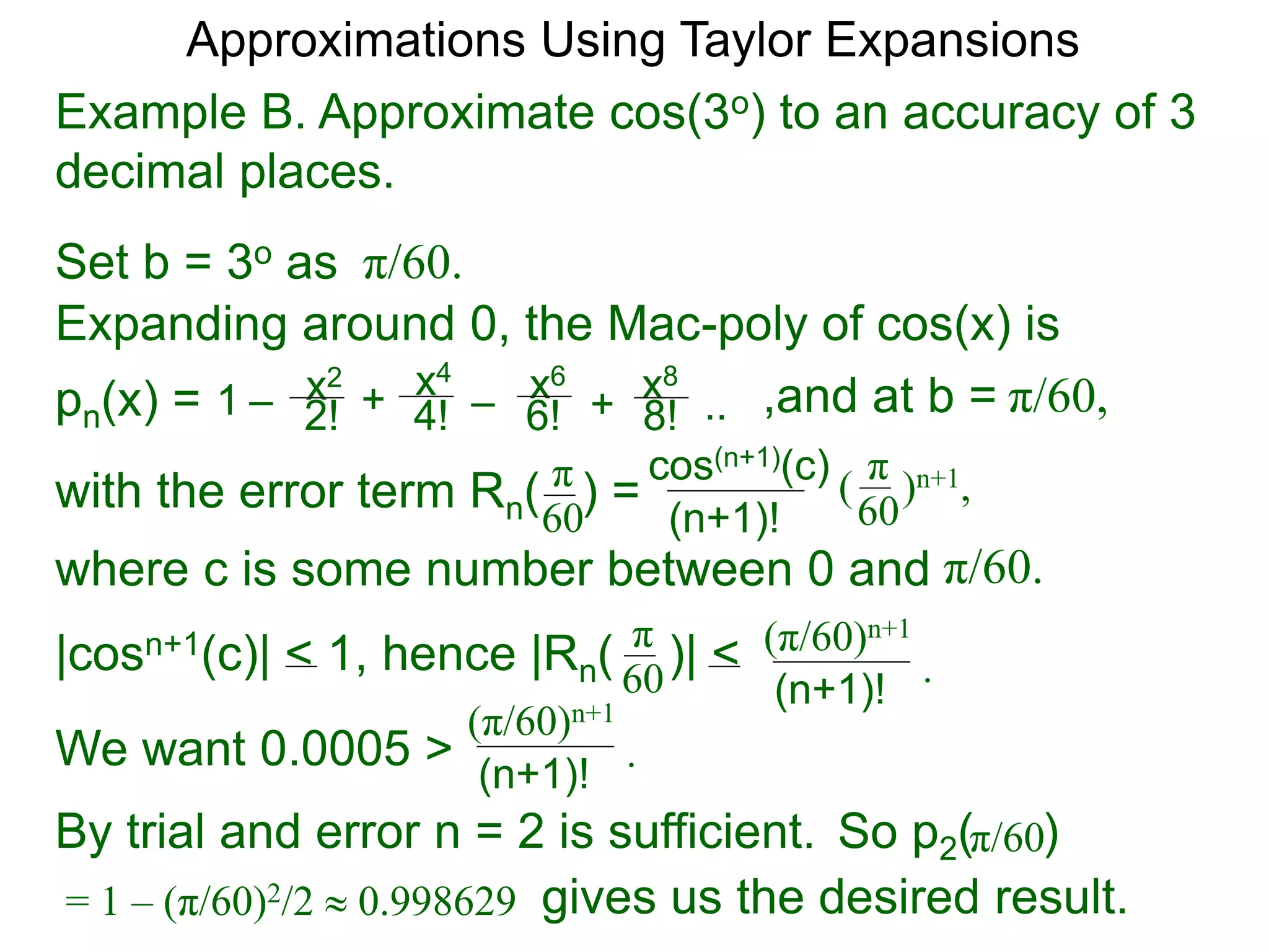 32 approximation, differentiation and integration of power series x | PPTX