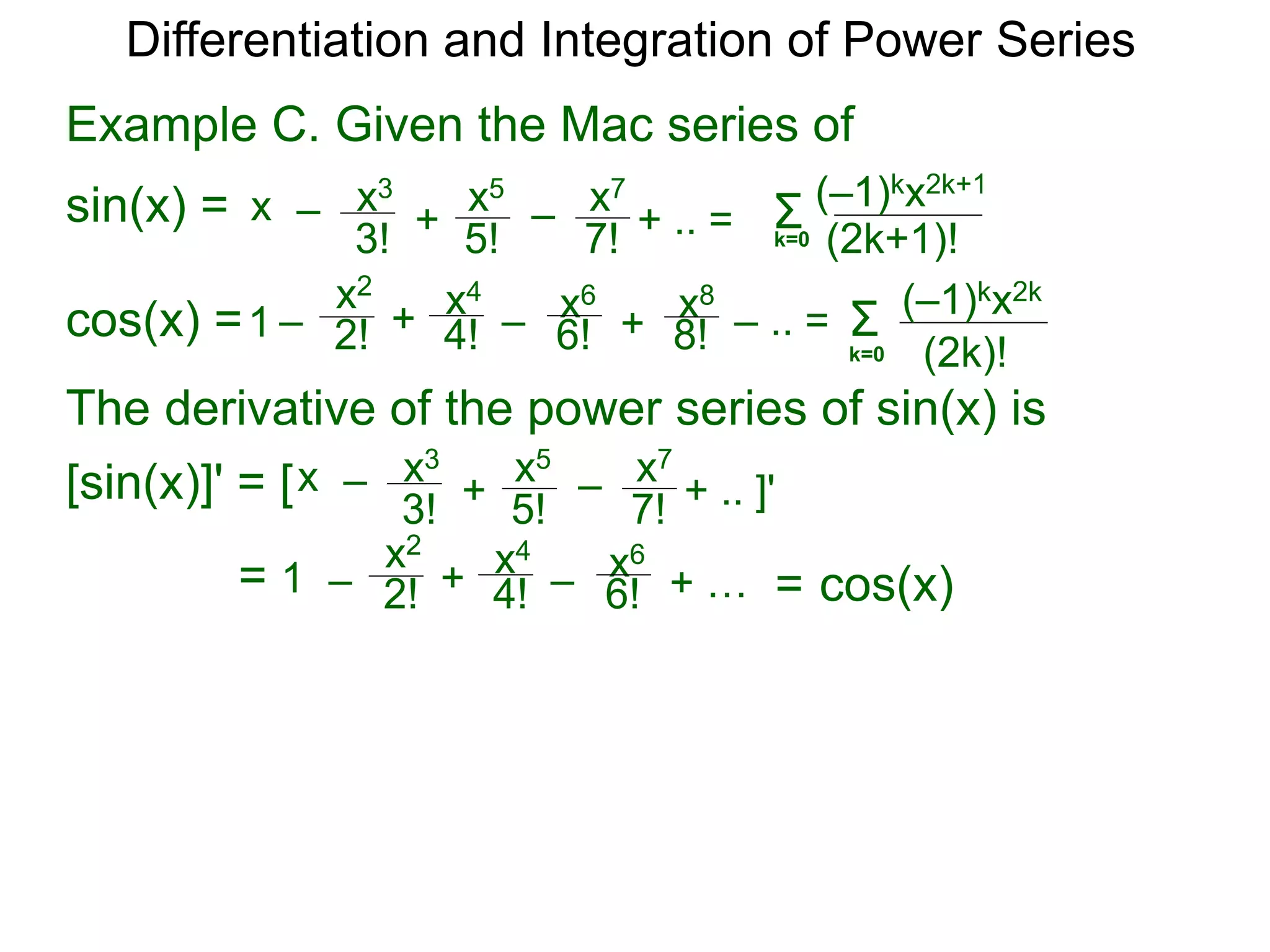 32 approximation, differentiation and integration of power series x | PPTX