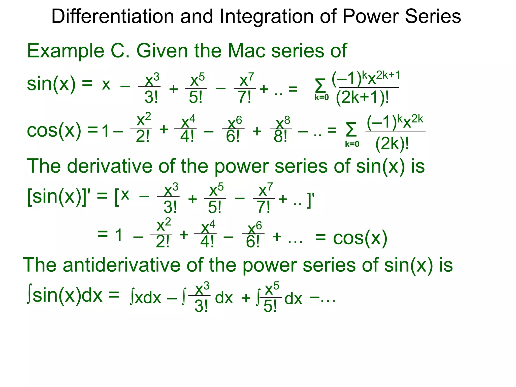 32 approximation, differentiation and integration of power series x | PPTX