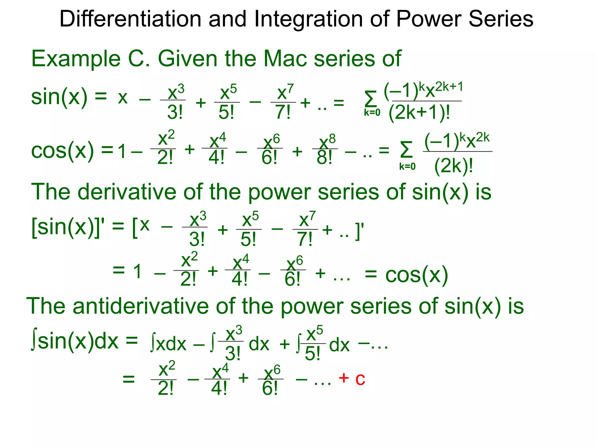 32 approximation, differentiation and integration of power series x | PPTX