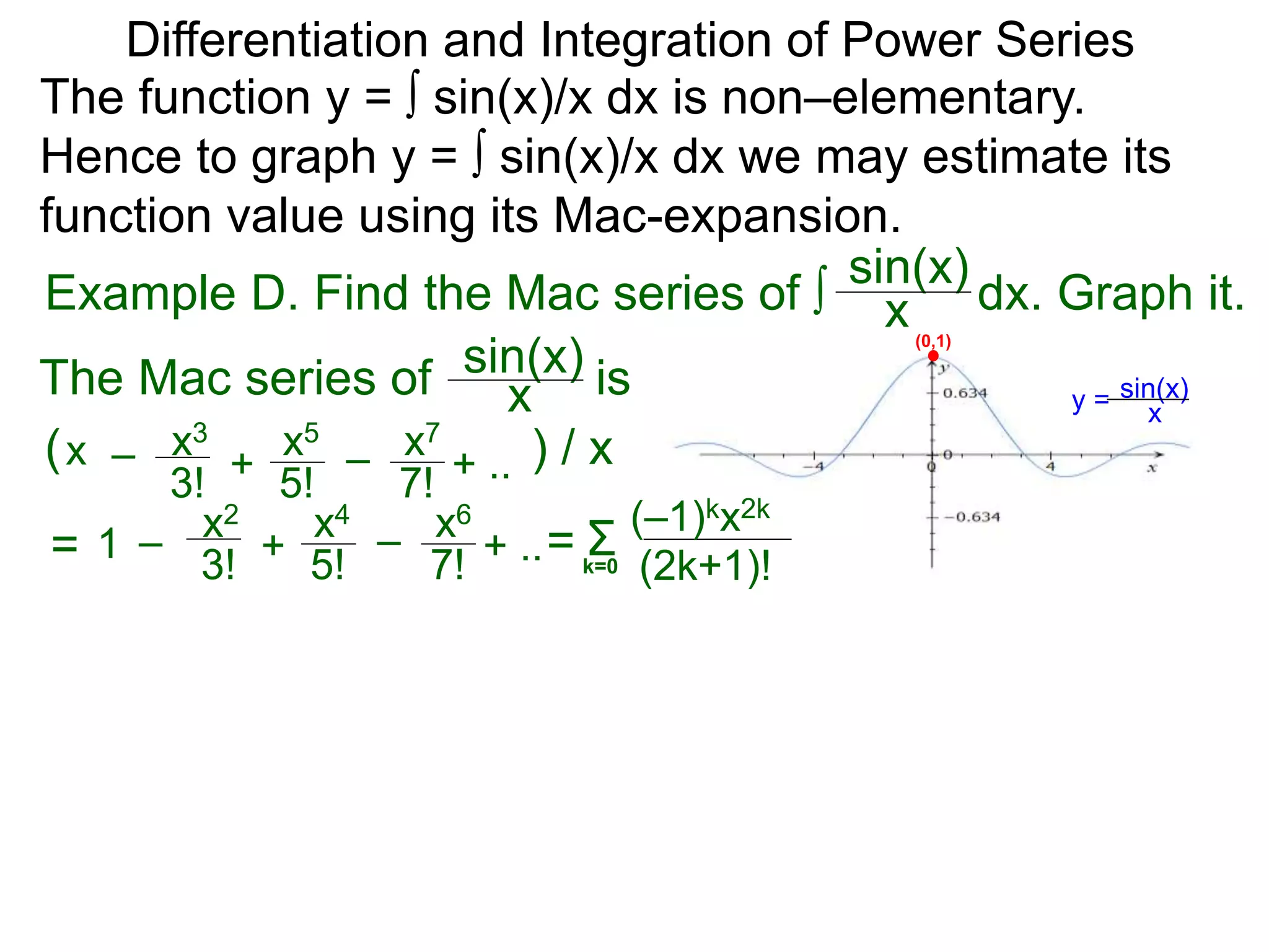 32 approximation, differentiation and integration of power series x | PPTX