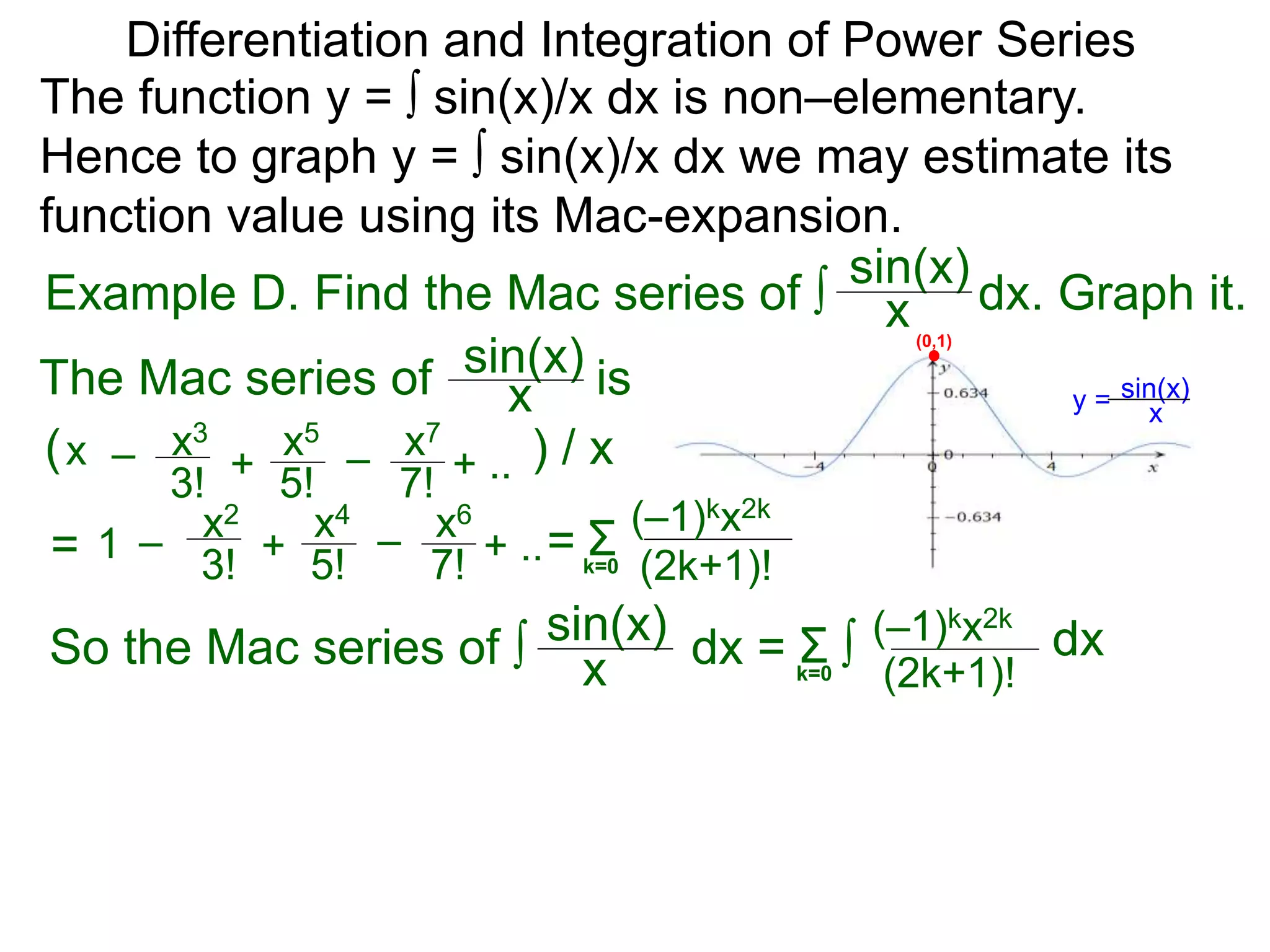 32 approximation, differentiation and integration of power series x | PPTX