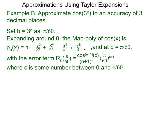 32 approximation, differentiation and integration of power series x | PPTX