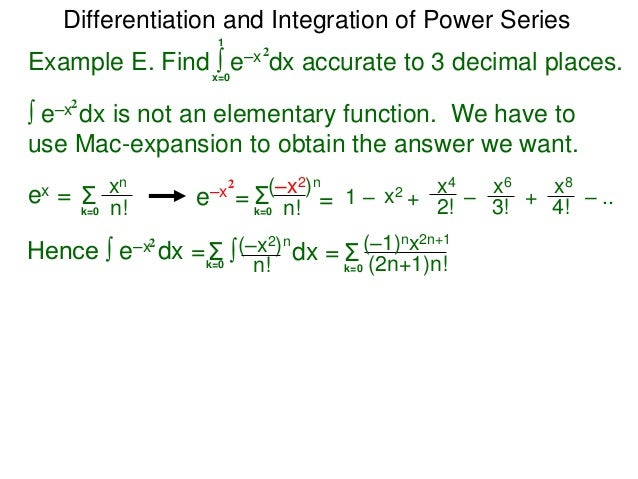 32 Approximation Differentiation And Integration Of Power Series X