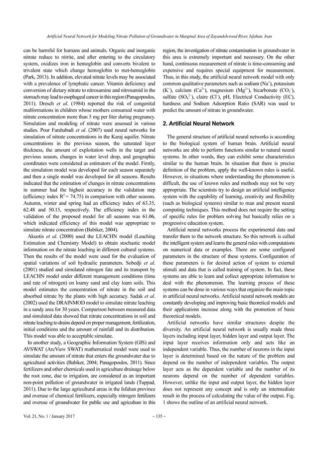 Artificial Neural Network for Modeling Nitrate Pollution of Groundwater | PDF