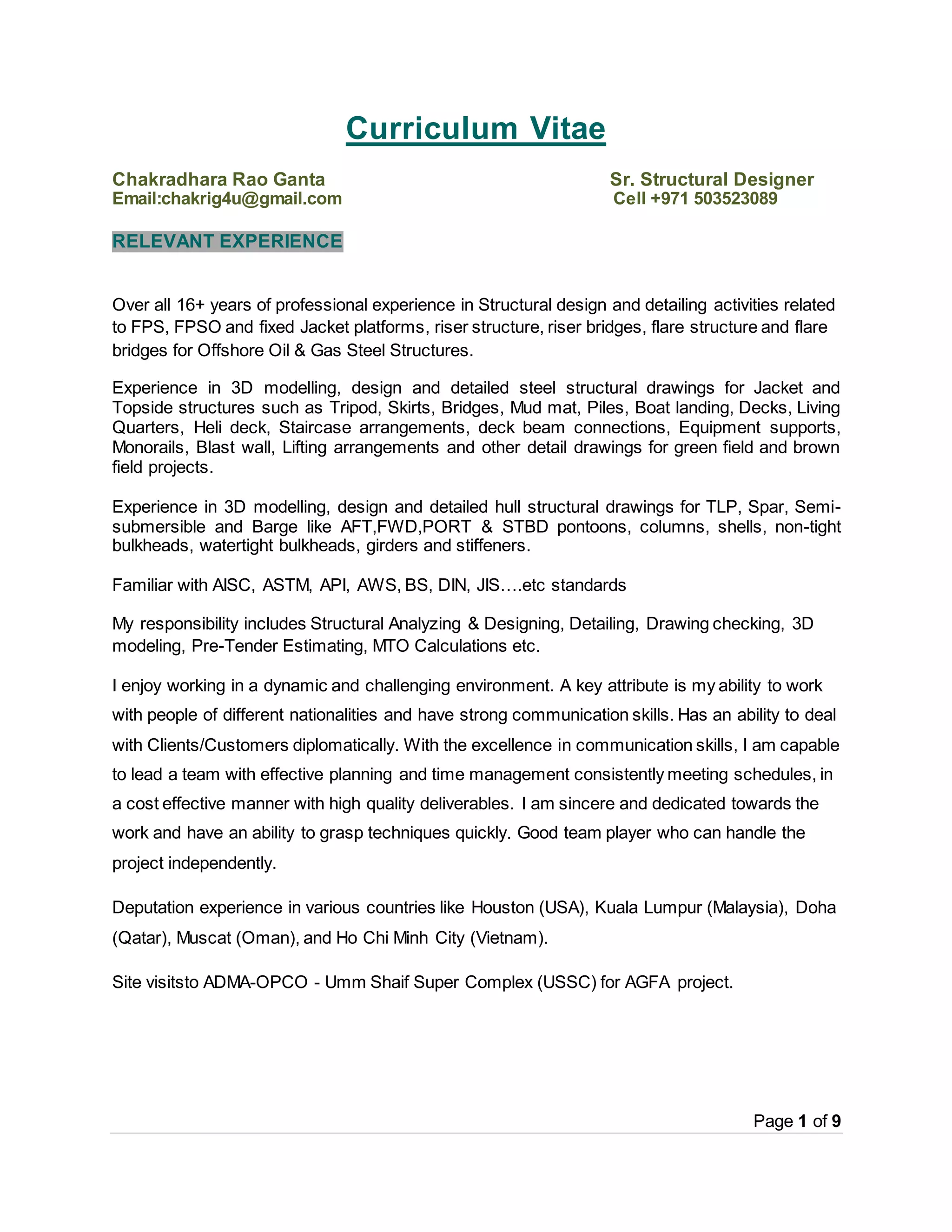 Chakradhara Rao_CV | PDF