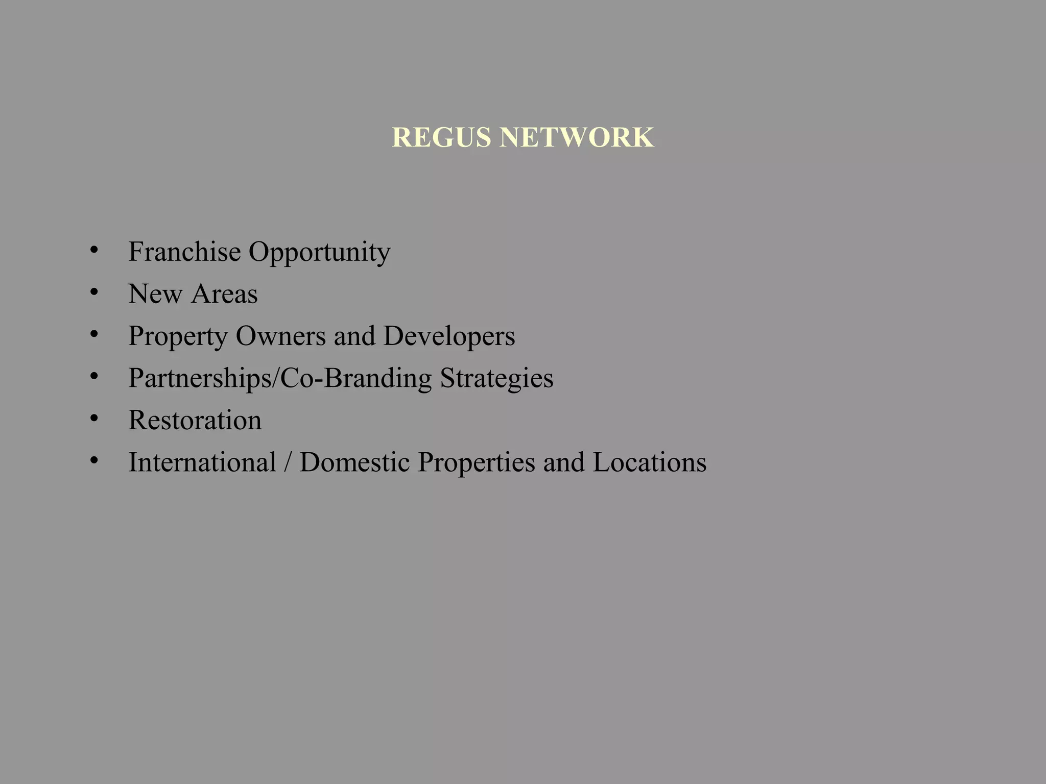 REGUS NETWORK | PPT | Free Download