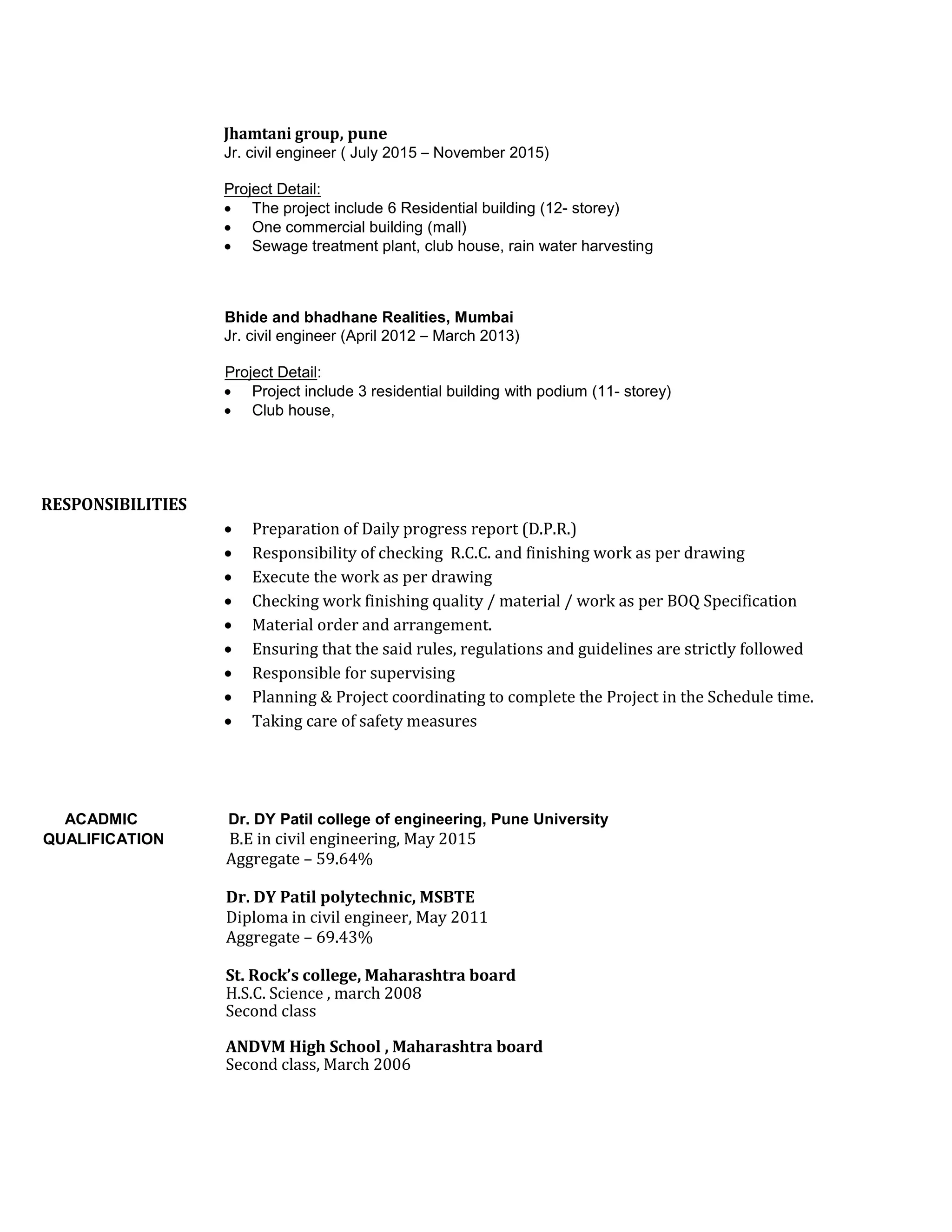 Resume (ravindra) | PDF | Free Download