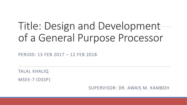 Design of 32 Bit Processor Using 8051 and Leon3 (Progress Report) | PPT