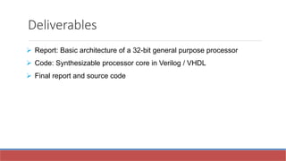 Design of 32 Bit Processor Using 8051 and Leon3 (Progress Report) | PPTX