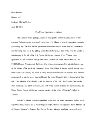 CIA Covert Operations in Vietnam | DOCX | Death, Injury, or Military ...