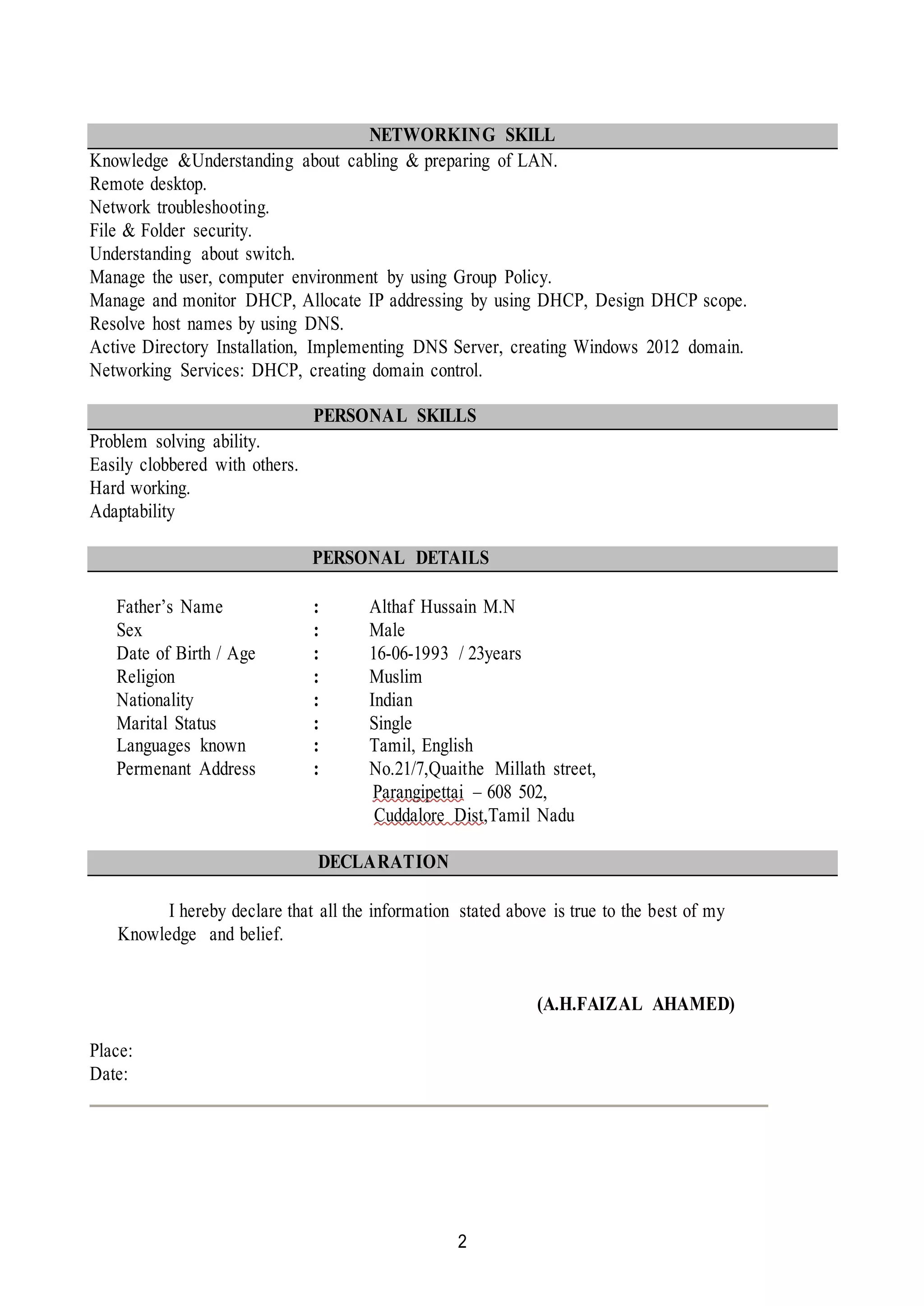 FAIZAL MSC CV | PDF