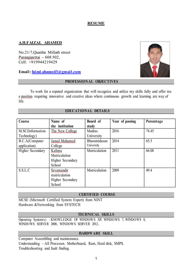 FAIZAL MSC CV | PDF