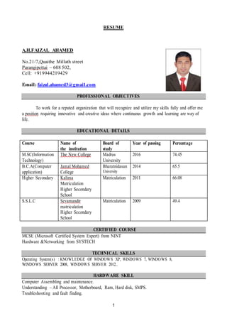 FAIZAL MSC CV | PDF