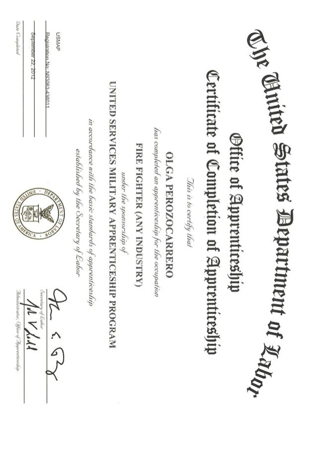 USMAPS Fire Fighter Certificate