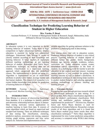 Classification Technique for Predicting Learning Behavior of Student in Higher Education | PDF